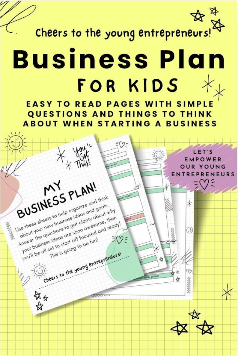 Business Plan for Kids Printable, Business Planning, Educational ...