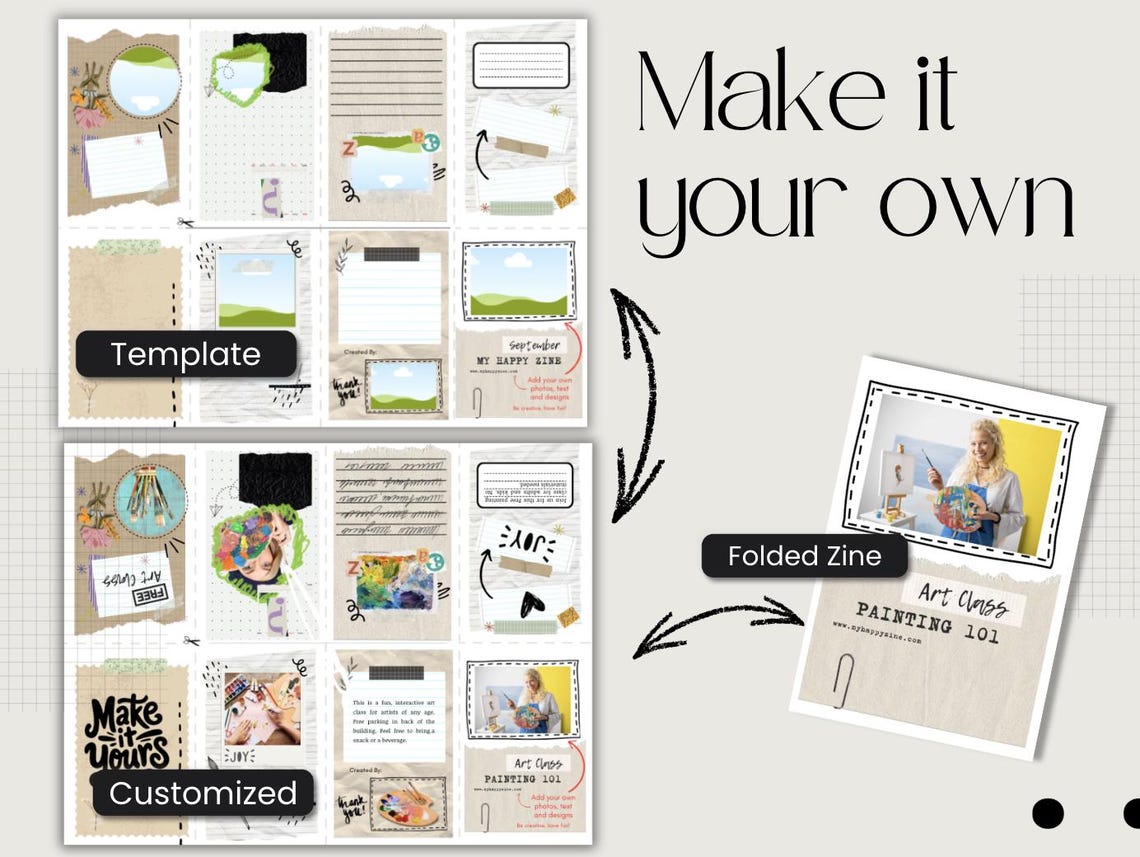 Editable Zine Template With Canva, Foldable 8 Page Zine, Done for You ...