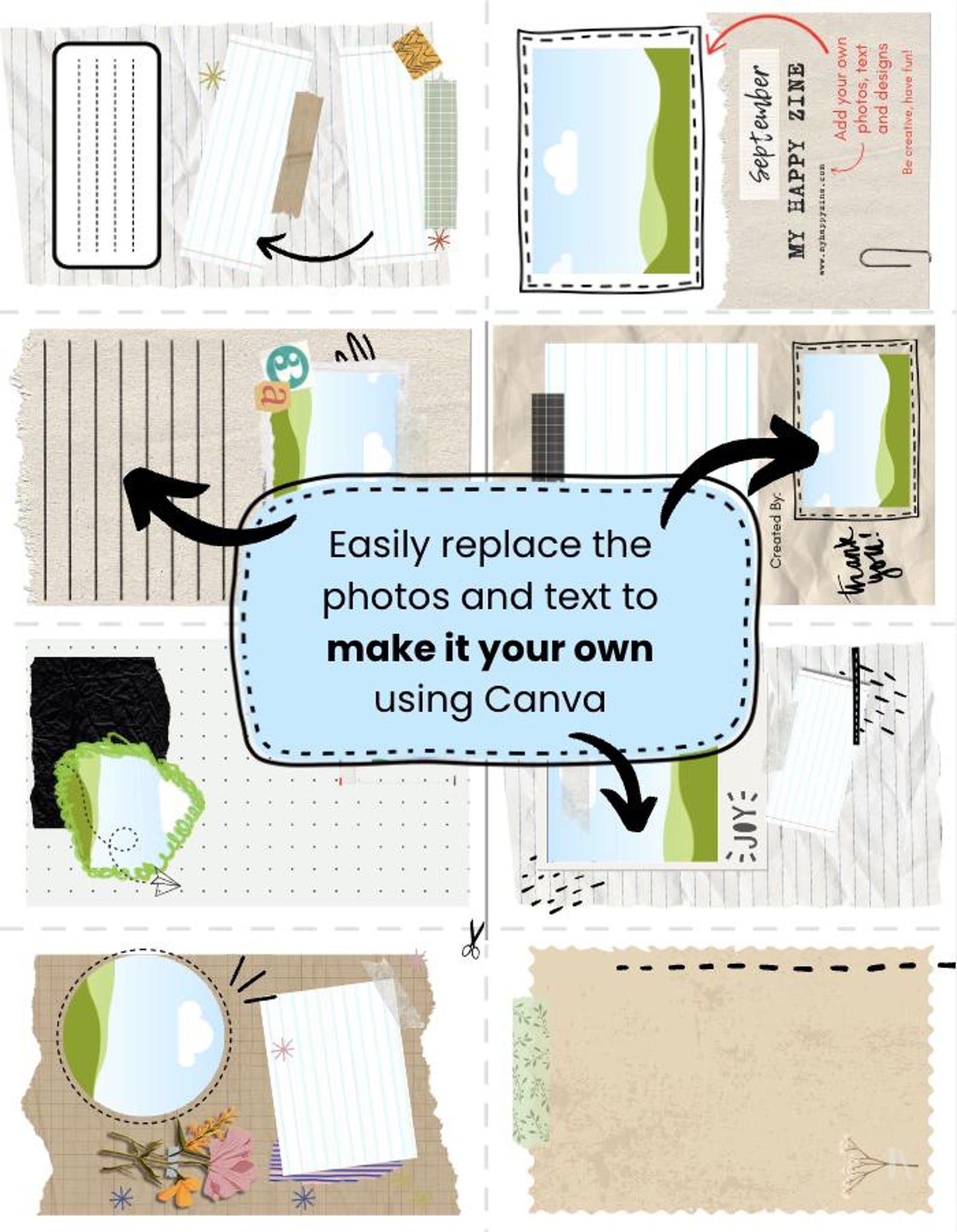 Editable Zine Template With Canva, Foldable 8 Page Zine, Done for You ...