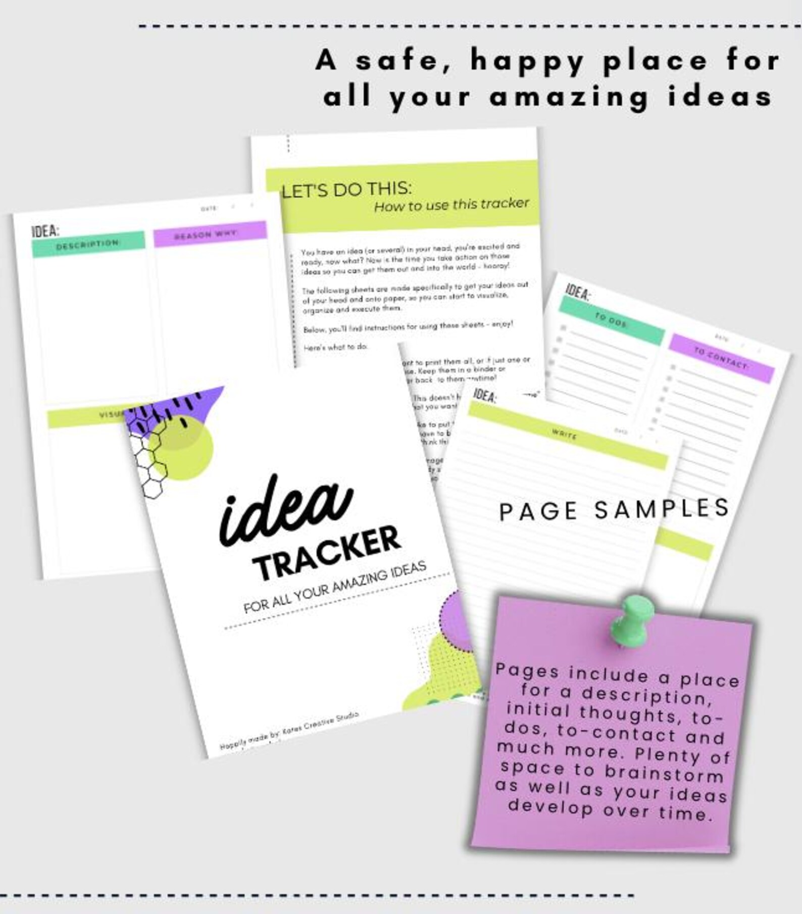Idea Tracker, Organizer for Creatives, Artist Minimal Worksheets ...