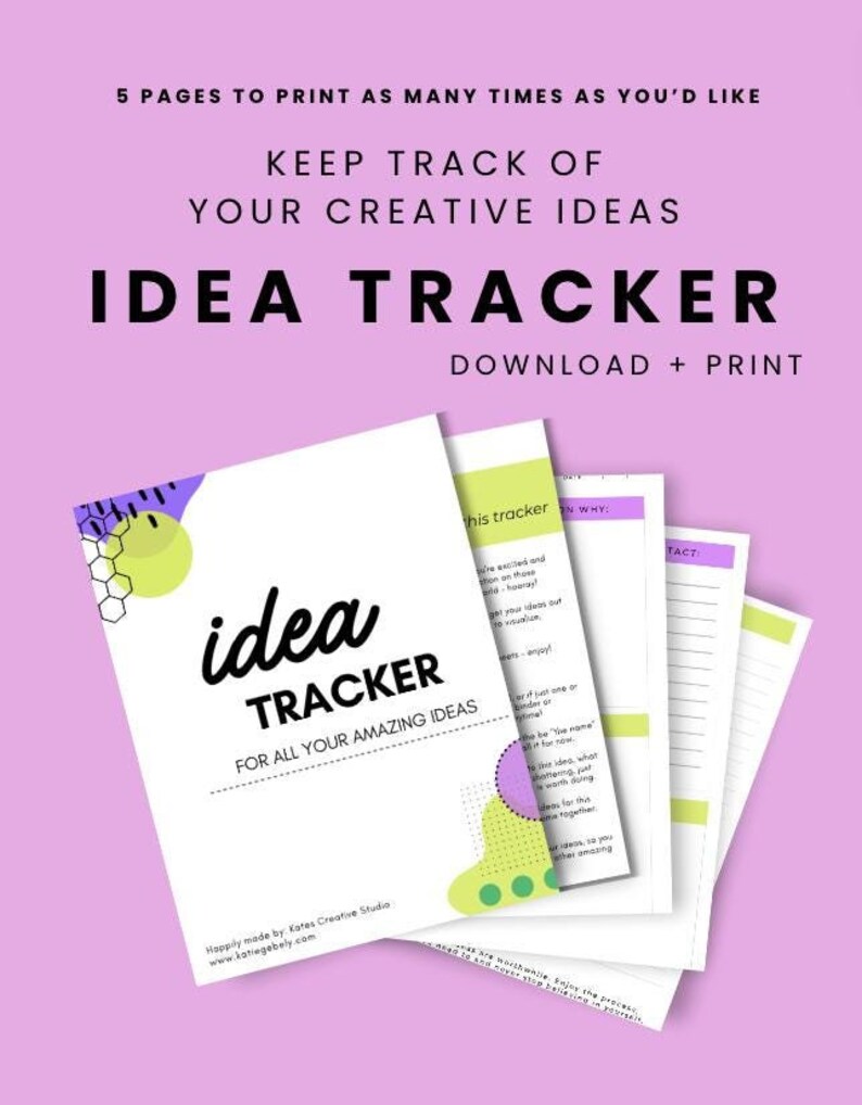Idea Tracker, Organizer for Creatives, Artist Minimal Worksheets ...