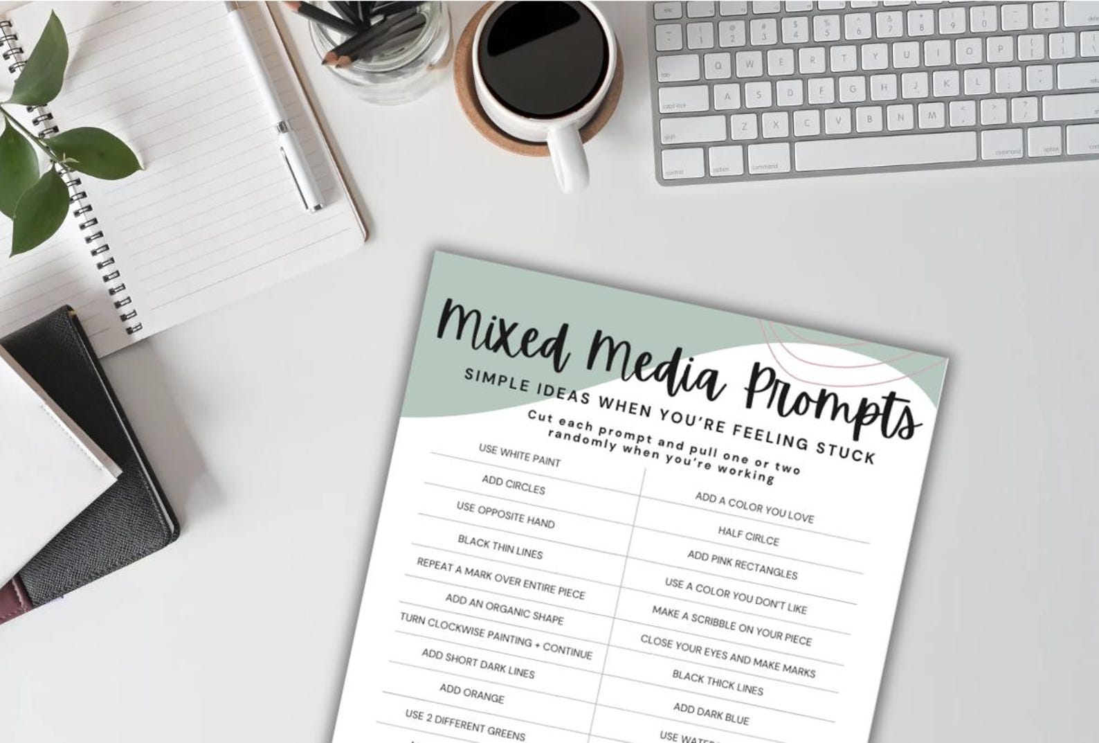 Mixed Media Prompts, Printable Collage Ideas, Single Sheet Download ...