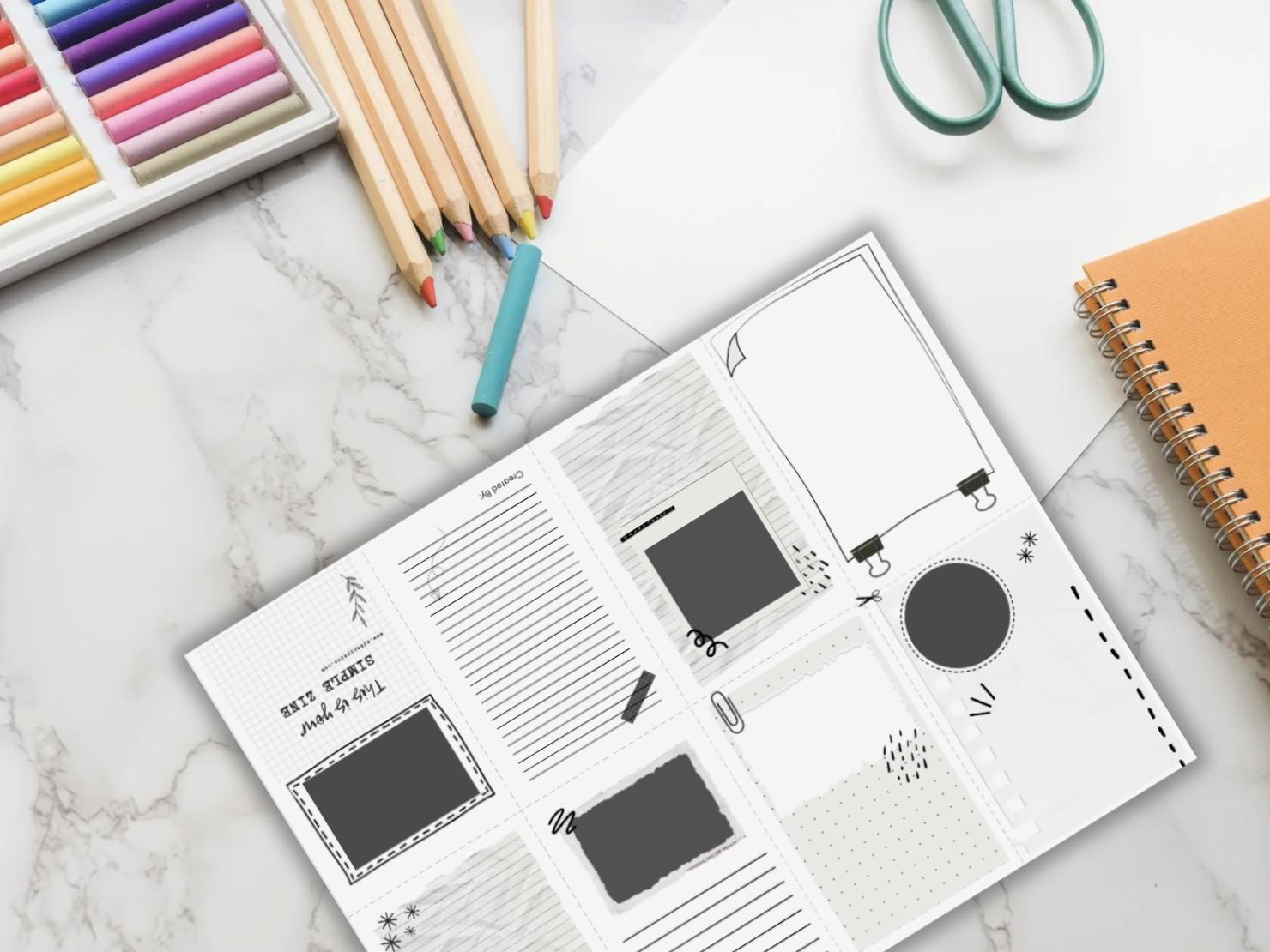Black and White Zine Template: 8-page DIY Booklet (canva Editable ...