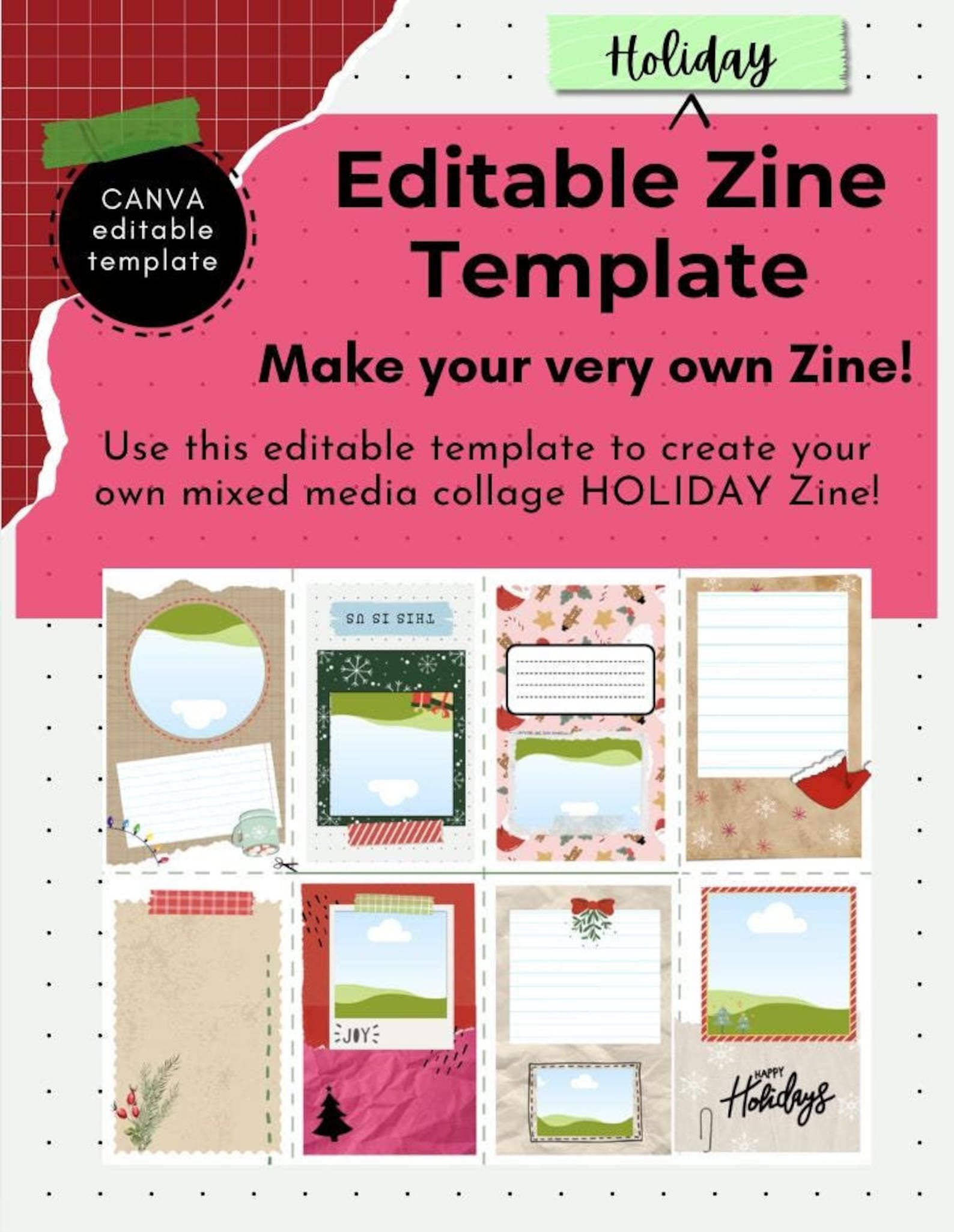 Editable Holiday Family Zine: Canva Template (digital Download) - Etsy