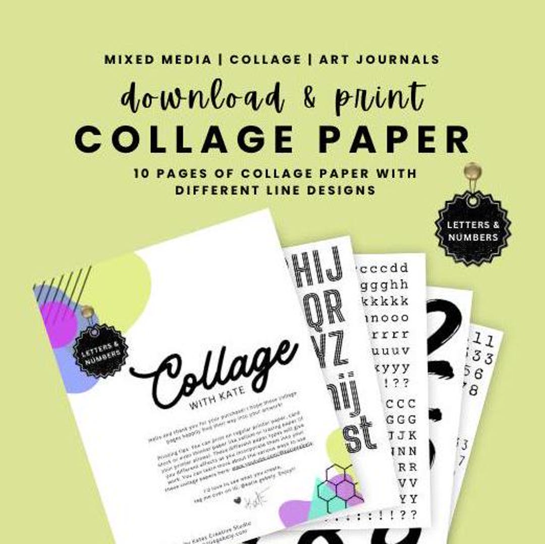 LETTERS & NUMBERS - Collage Pages Download, Mixed Media, Scrapbook ...