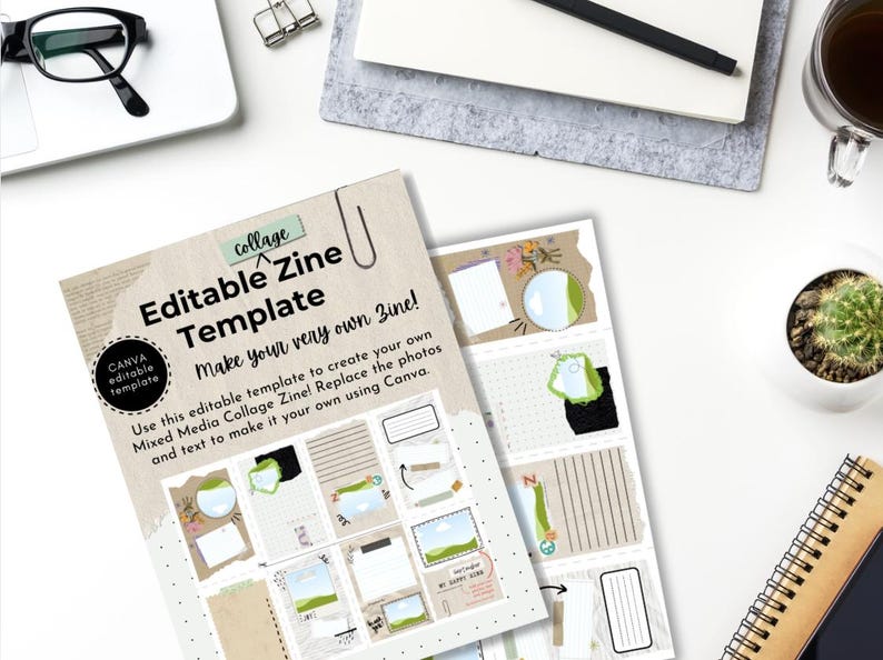 Editable Zine Template With Canva, Foldable 8 Page Zine, Done for You ...