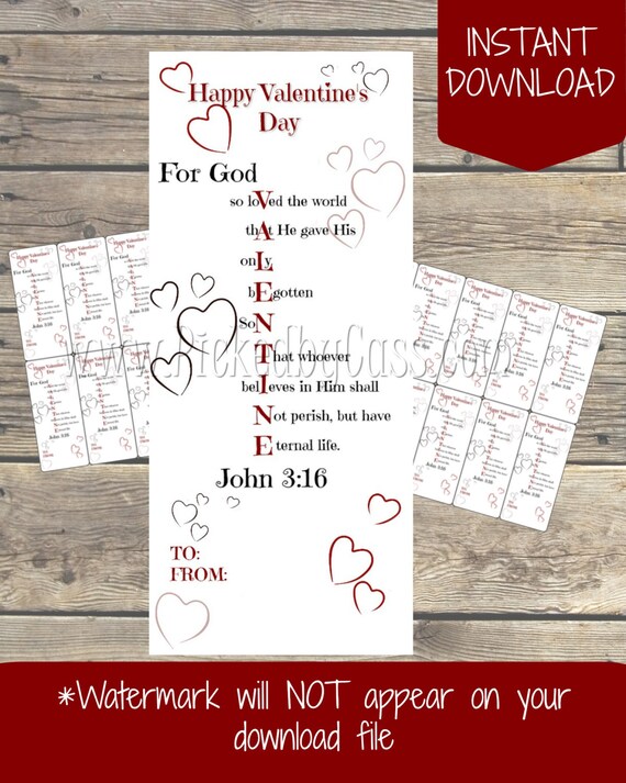 John 3 16-Kid-Valentine's Day Card-Digitial | Etsy