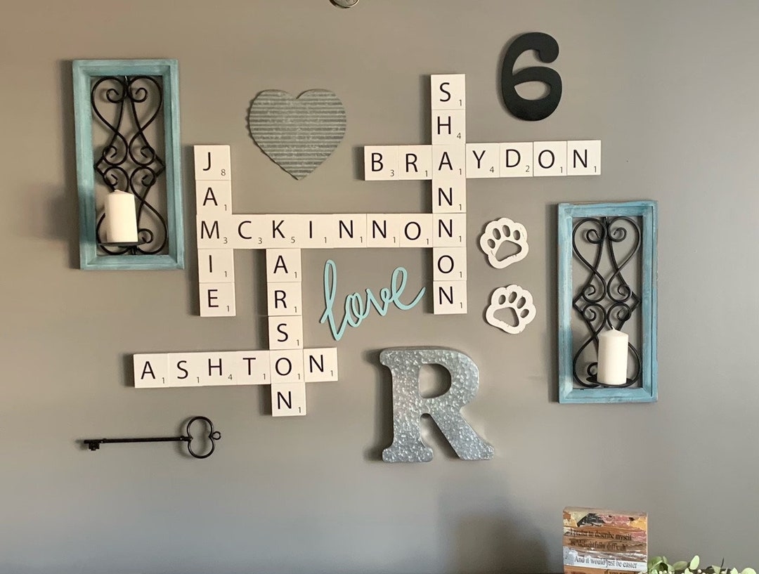 Colored 5 X 5 Large Scrabble Tile-rustic Farmhouse Wood Wall Décor - Etsy