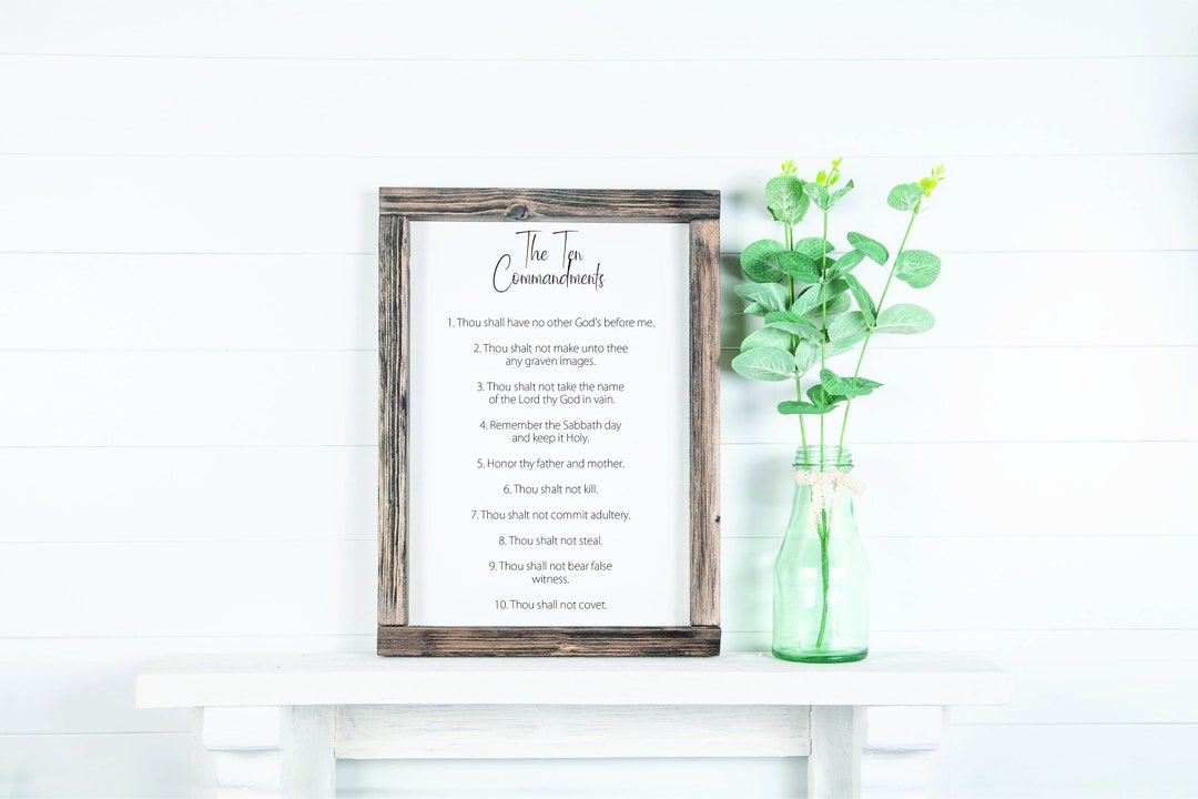 The Ten Commandments Wood Framed Sign Inspirational Sign - Etsy