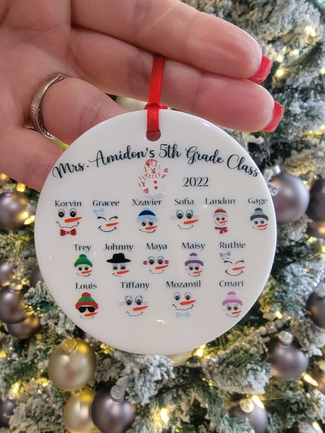 Personalized Christmas Ornament Group of Snowmen Classroom Gift Teacher ...