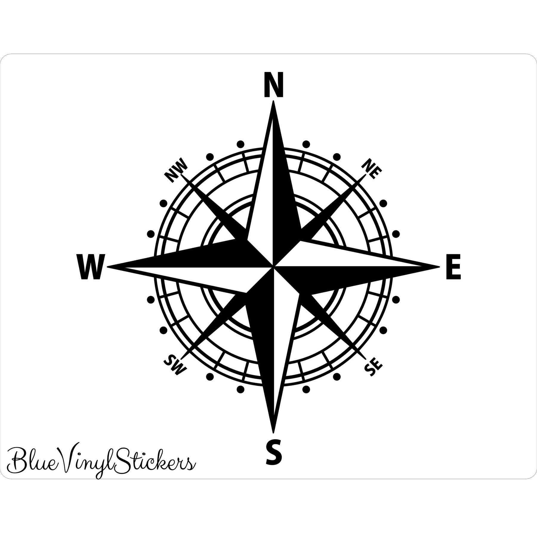 Compass Sticker Compass Rose Compass Decal Compass Rose | Etsy