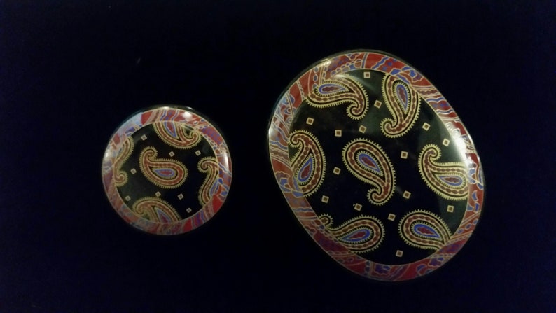 Vintage Pr Matching Paisley Design Lidded Ceramic Boxes (vide Poche ...
