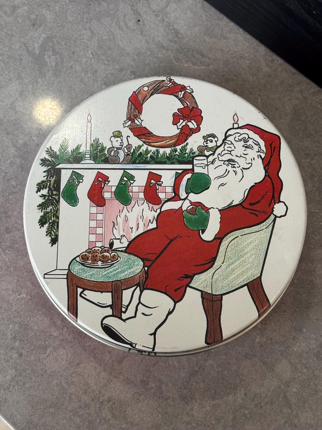 Vintage Santa Tin With Vintage Christmas Ornaments - Etsy