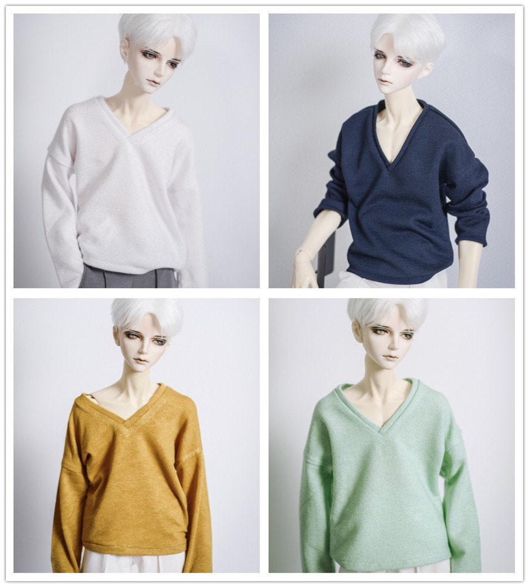 Casual V Neck Sweater Top for Bjd 1/4 MSD 1/3 SD13 SD17 Uncle Doll ...