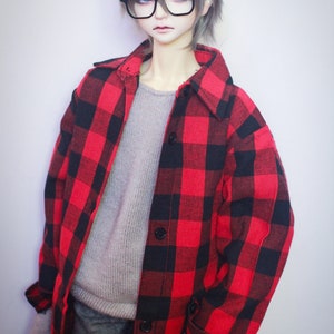 Casual Loose Long Plaid Shirt for BJD 1/6 1/4 MSD 1/3 SD13 SD17 Uncle ...