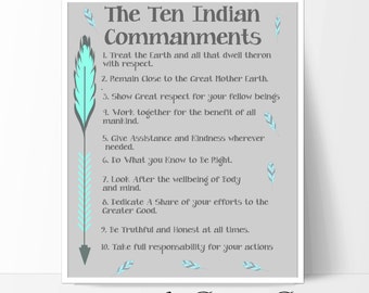 Indian commandments | Etsy