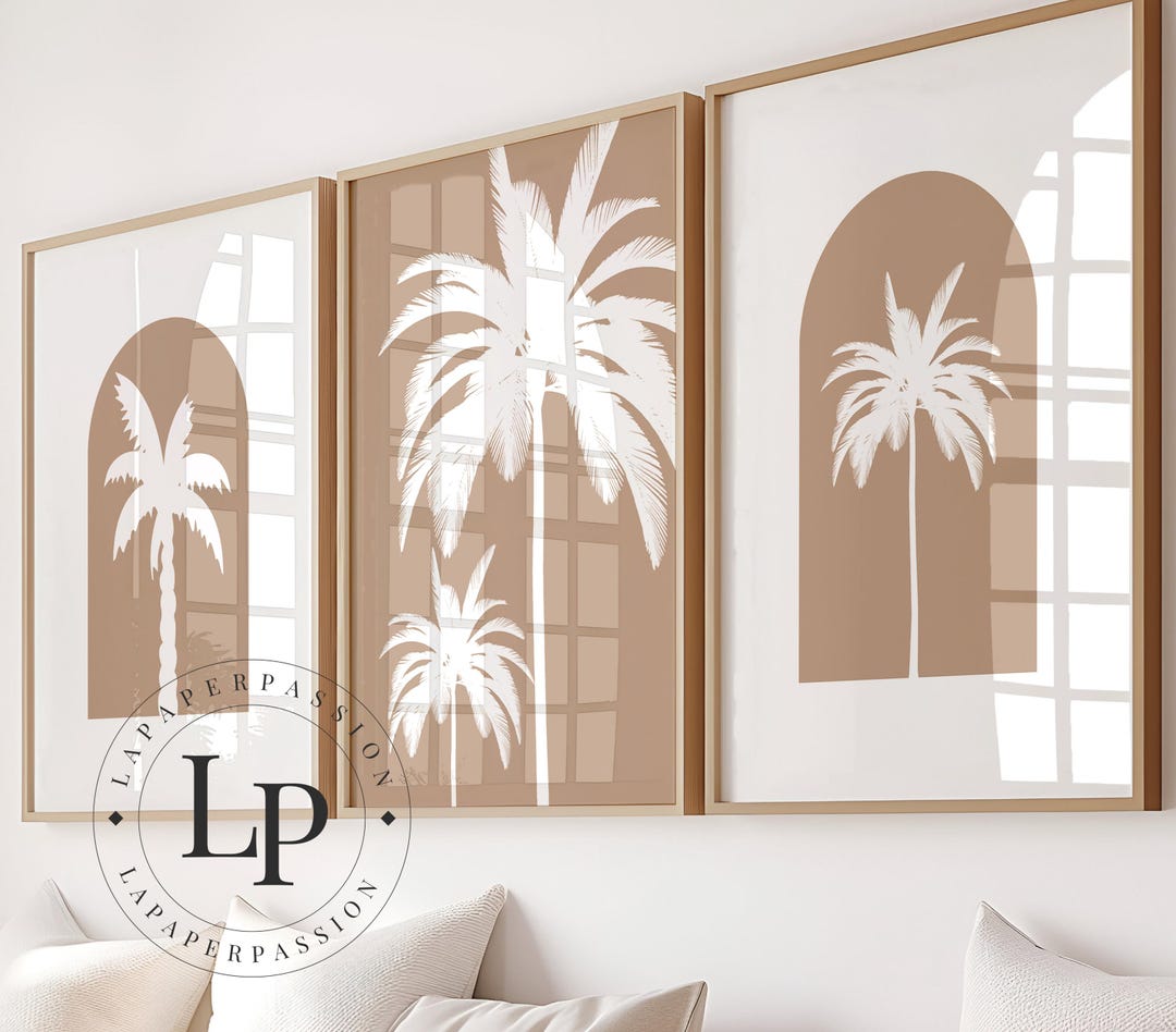Boho Palm Tree Prints Set: Customizable Coastal Wall Art - Etsy