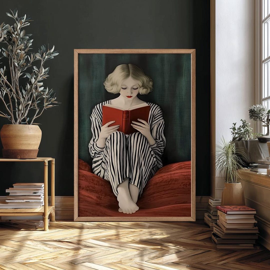 Woman Reading Poster: Book Lover Wall Art Print, Reading Nook Decor - Etsy