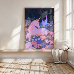Pink Unicorn Art Print: Enchanted Girls Bedroom Decor - Etsy