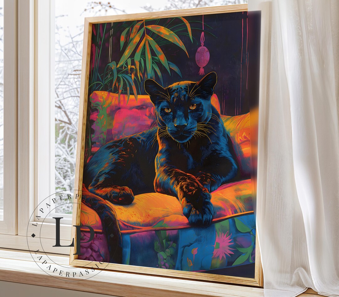 Black Panther Art Print: Eclectic Maximalist Cat Home Decor - Etsy