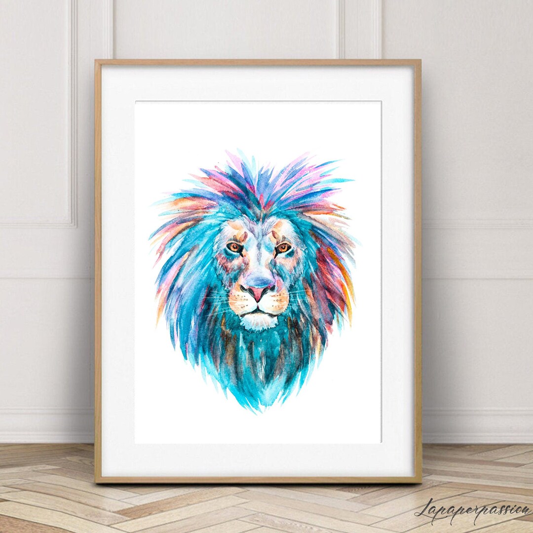 Printed Lion Print Animal Print. Nursery Wall Print Lion - Etsy