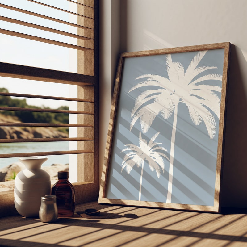 Blue Palm Print - Etsy
