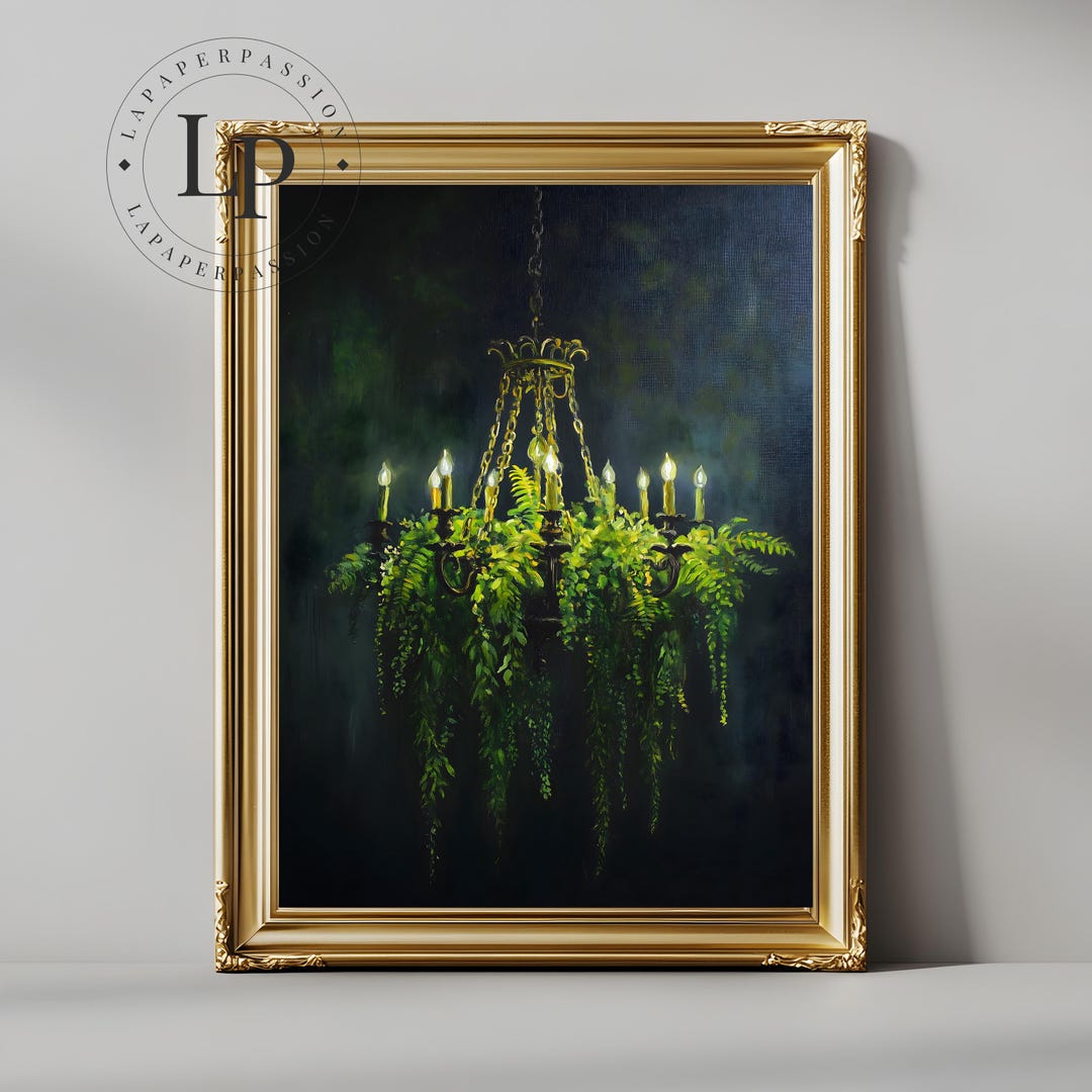 Chandelier Art Print: Botanical Fern Moody Cottagecore Wall Decor - Etsy