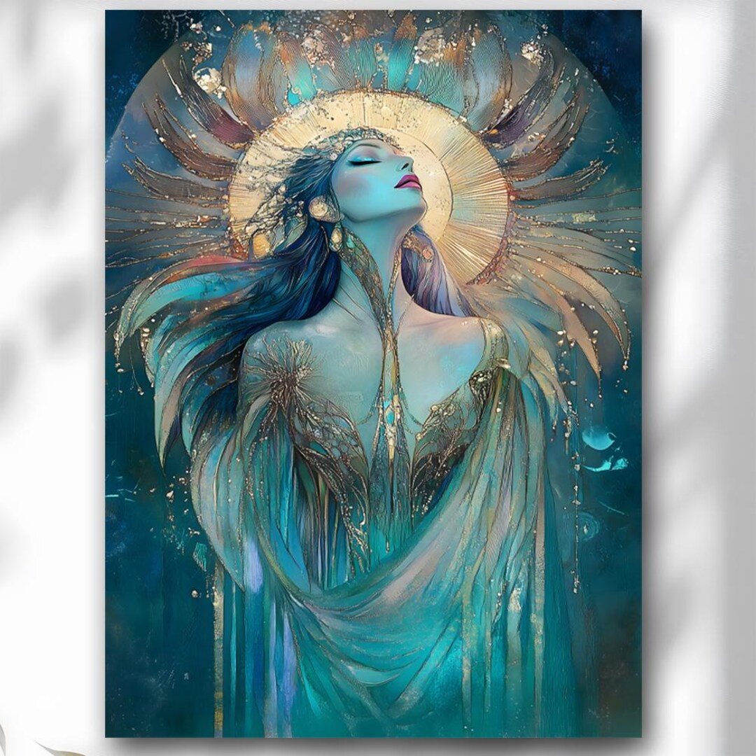 Divine Feminine Art Print: Celestial Goddess, Sun, Moon, and Stars - Etsy
