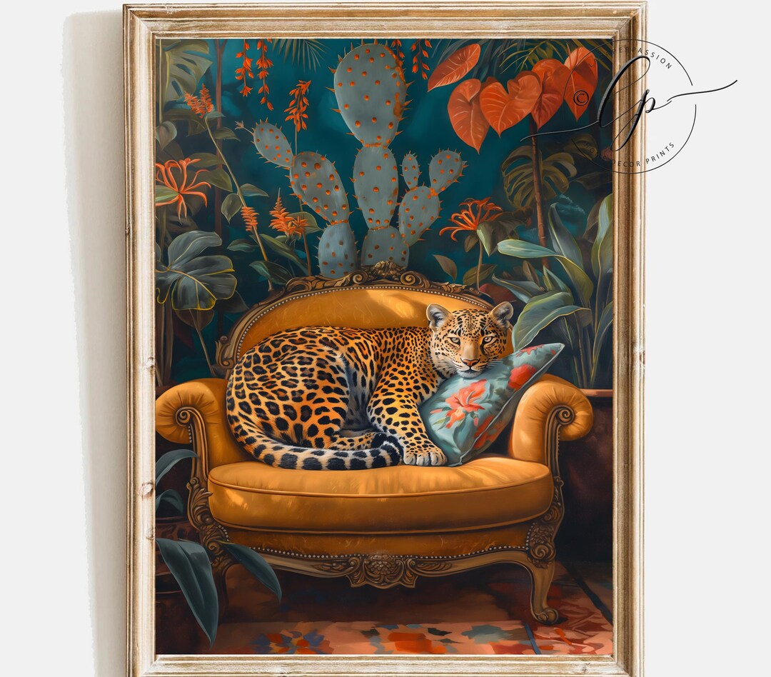 Leopard Print, Leopard Bohemian Interior, Romanticism, Oil Painting ...