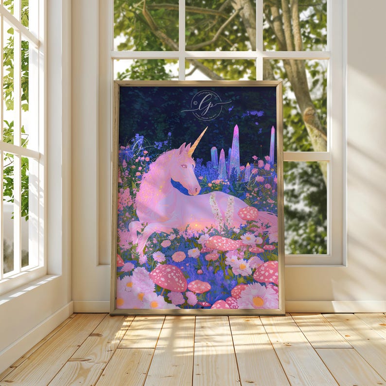 Pink Unicorn Art Print: Enchanted Girls Bedroom Decor - Etsy