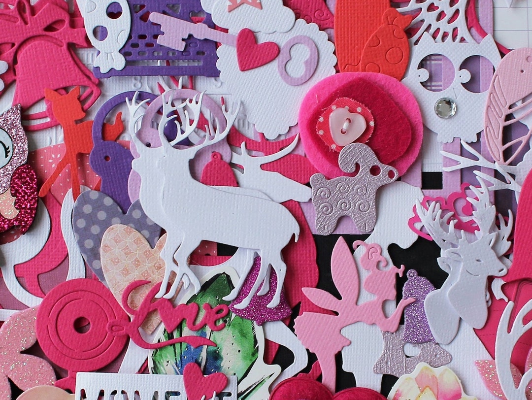 150 Paper CUTOUTS, Pink Christmas, Creative Supplies, Scrapbooking, DIY ...