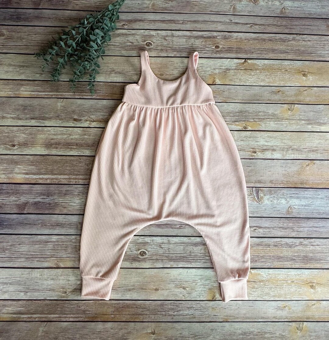 Girls Pink Romper, Solid Ribbed Knit, Baby Girl Romper, Kids Jumpsuit ...