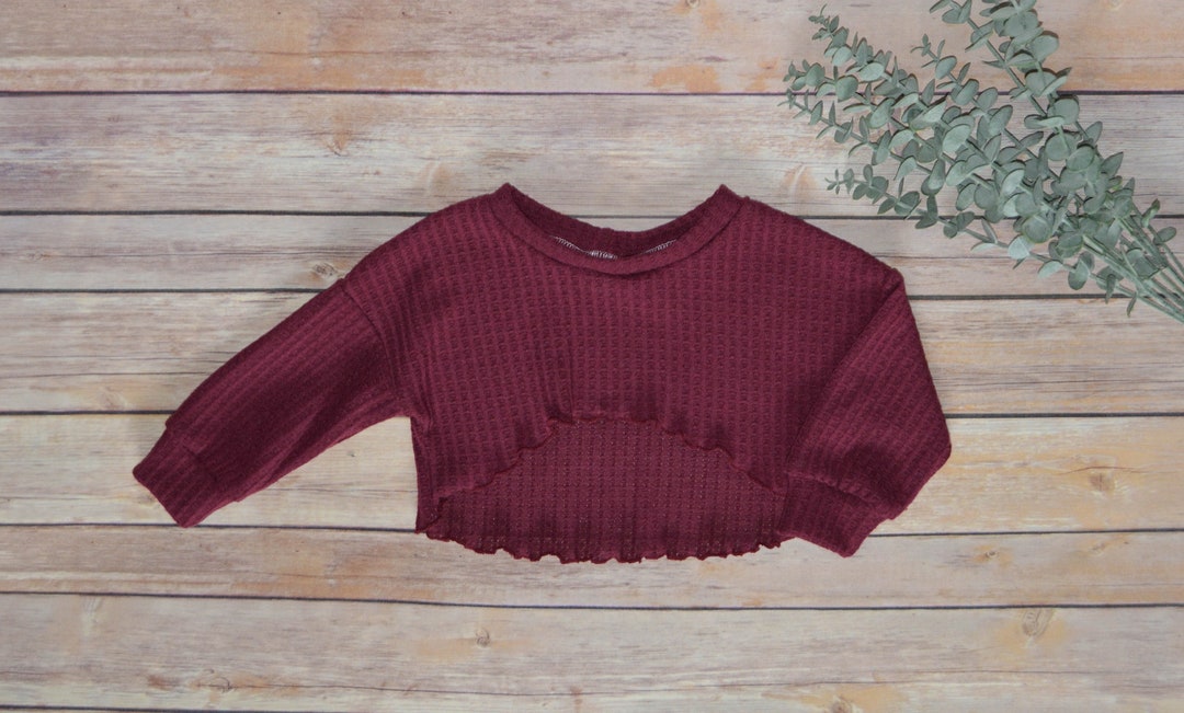 Baby Girl Crop Top, Waffle Knit Crop Top Sweater, Baby Girl Sweater ...