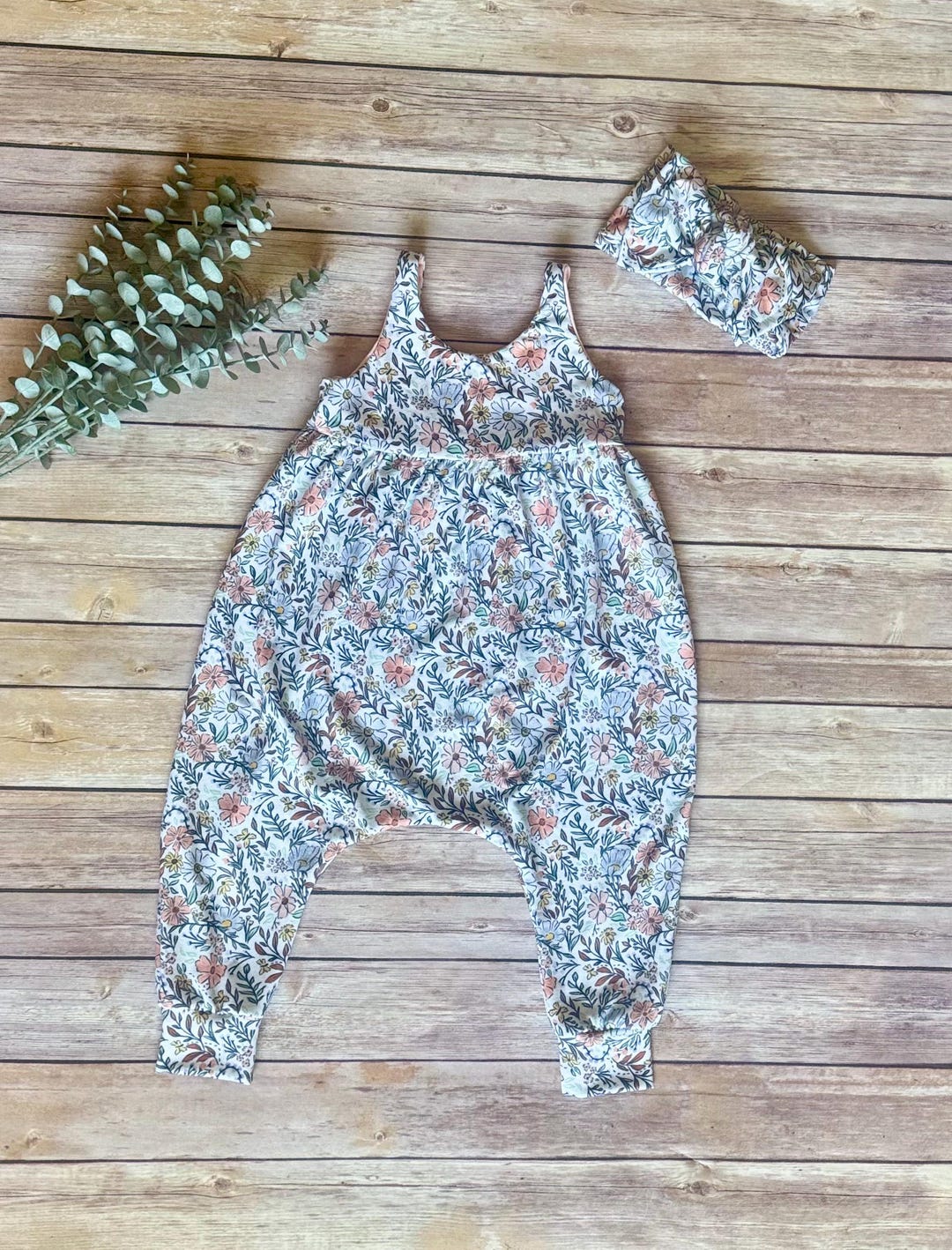 Floral Baby Romper: Blue and Yellow One Piece Outfit, Baby Girl ...