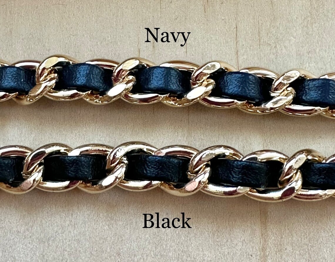 Navy Leather Strap Chain •crossbody Strap• Dark Replacement Leather ...