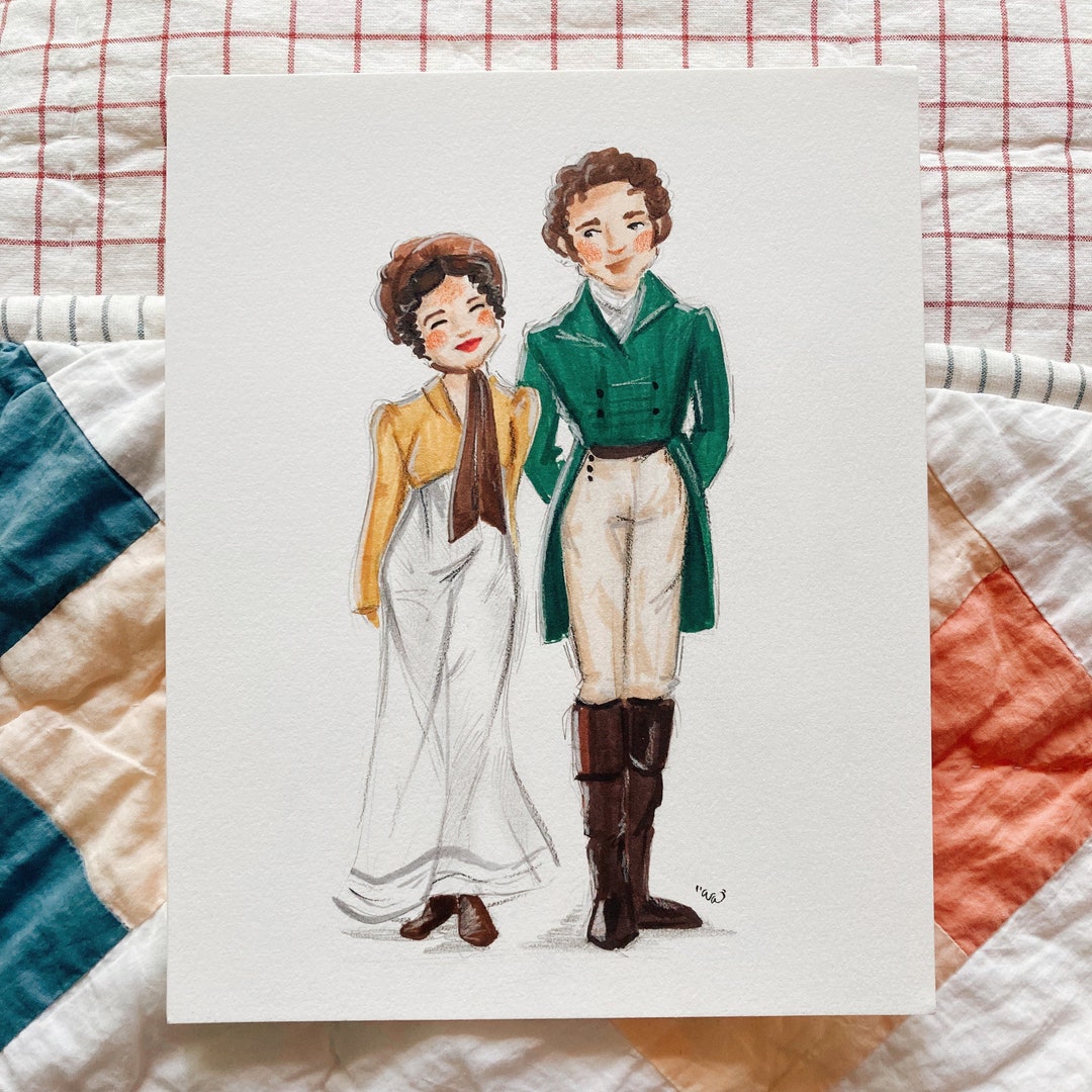 Pride and Prejudice Illustration, Jane Austen Art, Mr. Darcy, Elizabeth ...
