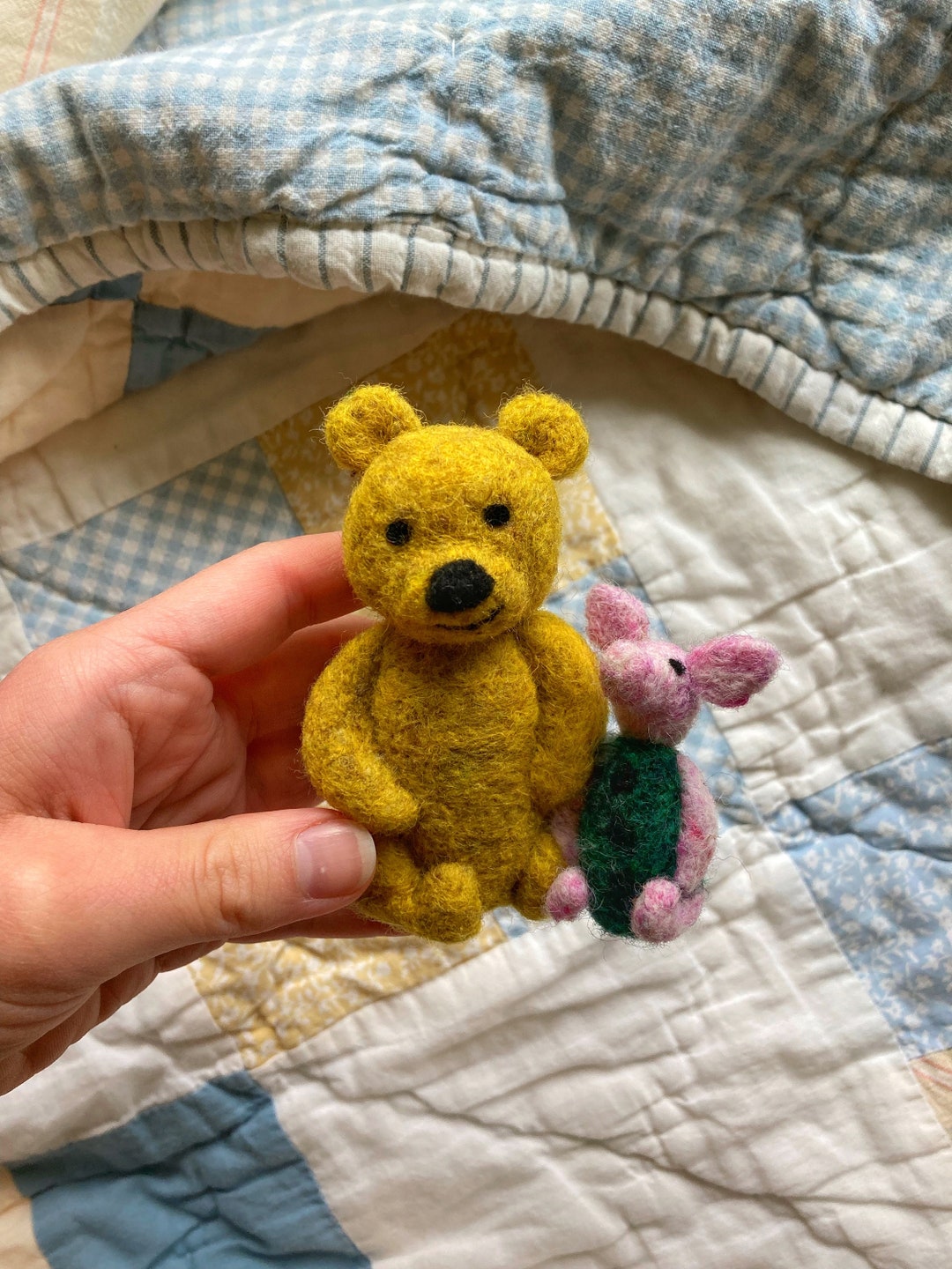 Needle Felted Pooh and Piglet Figurine, 100% Wool Doll - Etsy