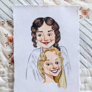Lizzy and Jane Bennet Illustration, Pride and Prejudice Art on Handmade ...