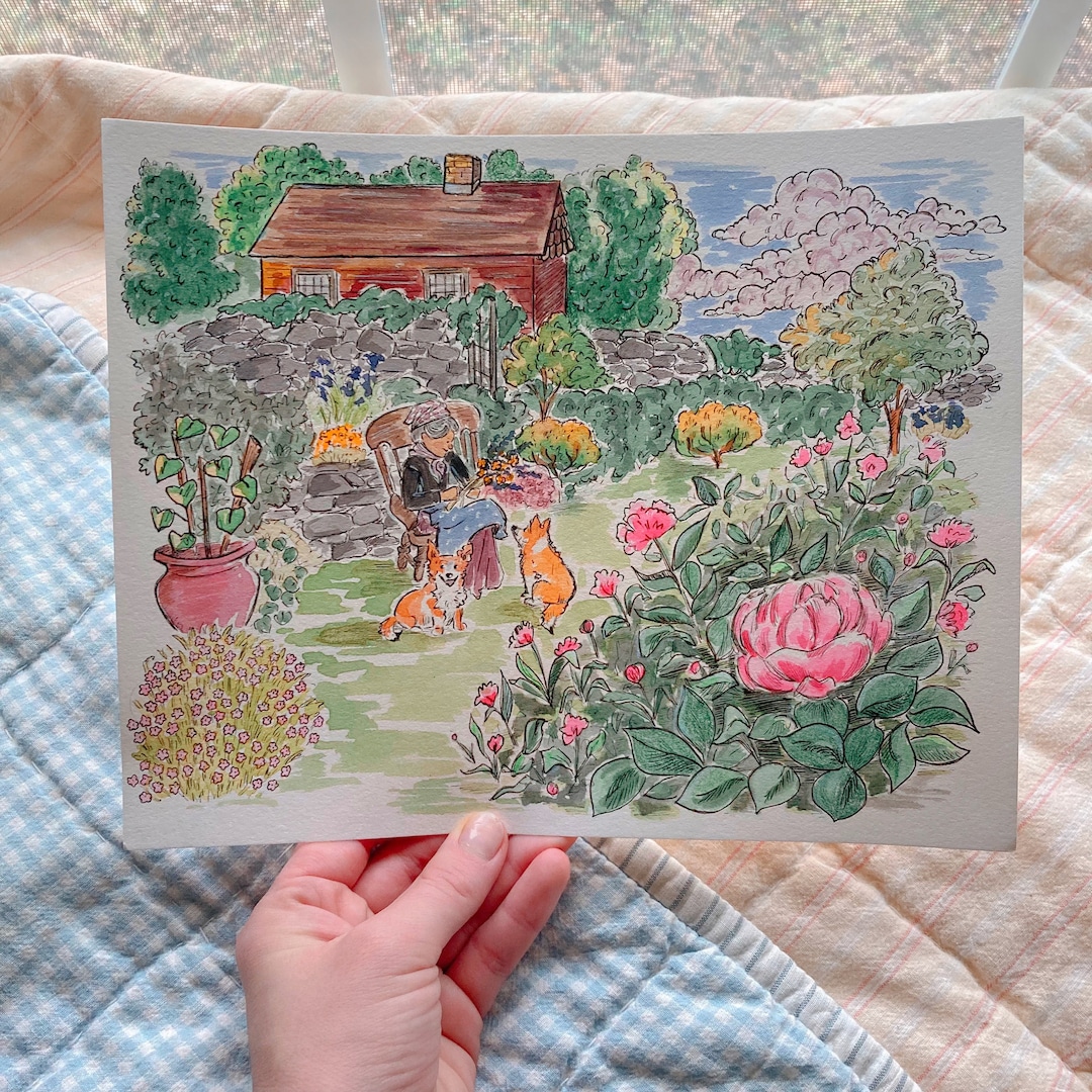 Tasha Tudor Illustration, Painting of Tasha Tudor, - Etsy