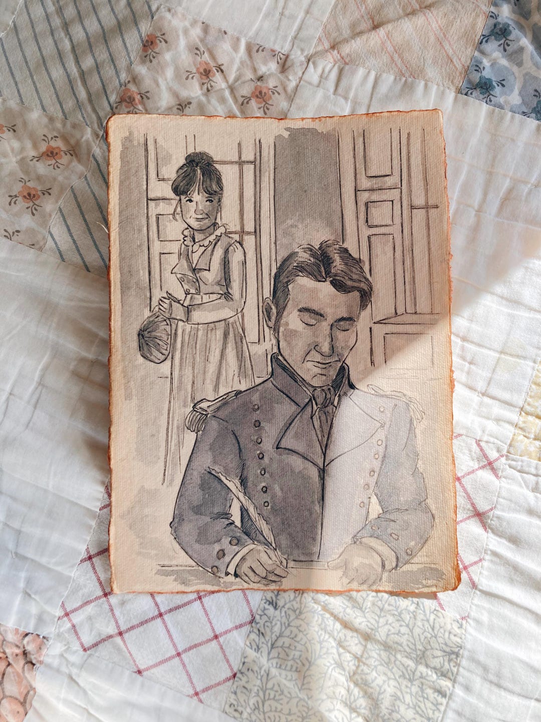 Anne Elliot & Captain Wentworth Watercolor Illustration - Persuasion ...