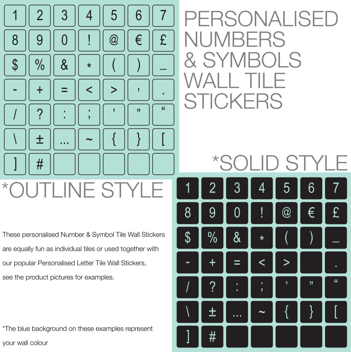 Large Personalised Letter Tile Wall Stickers - Etsy