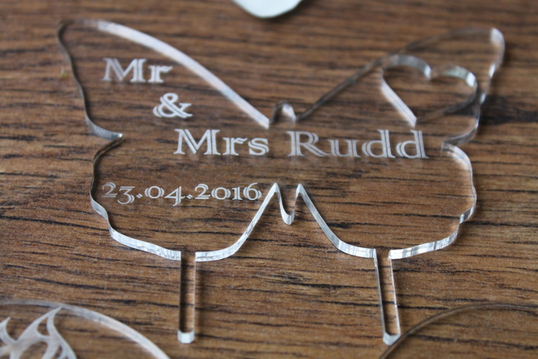 Butterfly Wedding Cake Topper Personalised, Acrylic Engraved Cake ...