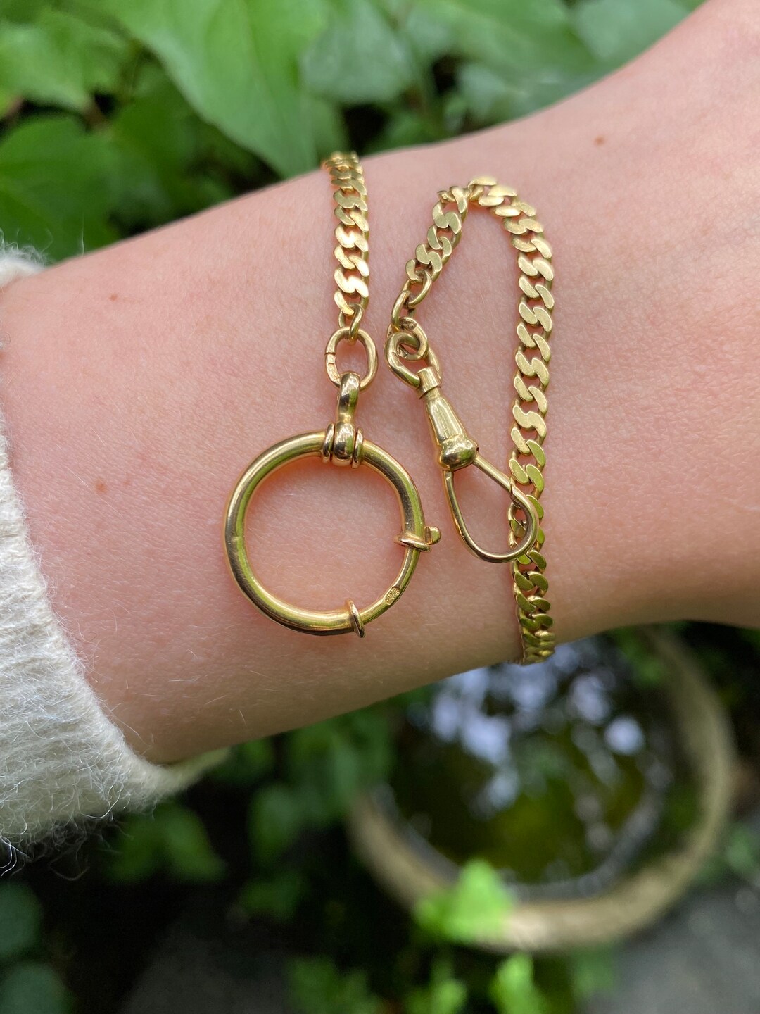 Antique / Vintage 18ct Gold Watch Chain Bracelet Extender 10.5 Inches ...