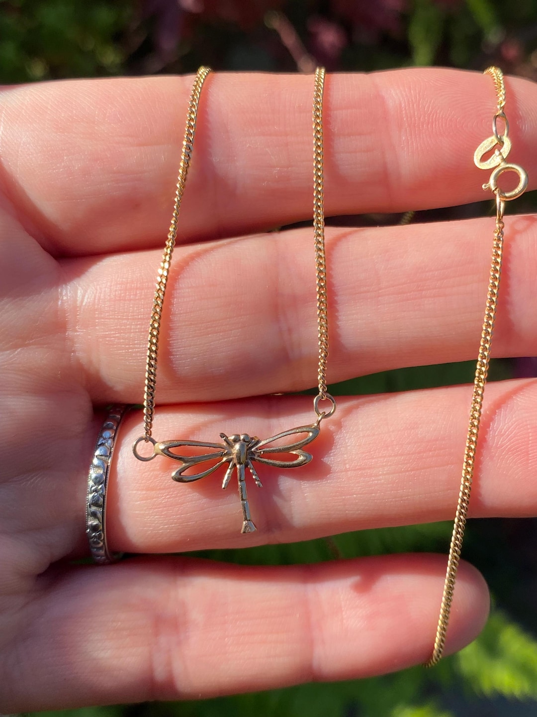 Vintage ~ Dragonfly Split Chain Necklace ~ 9ct Gold ~ Inches - Etsy