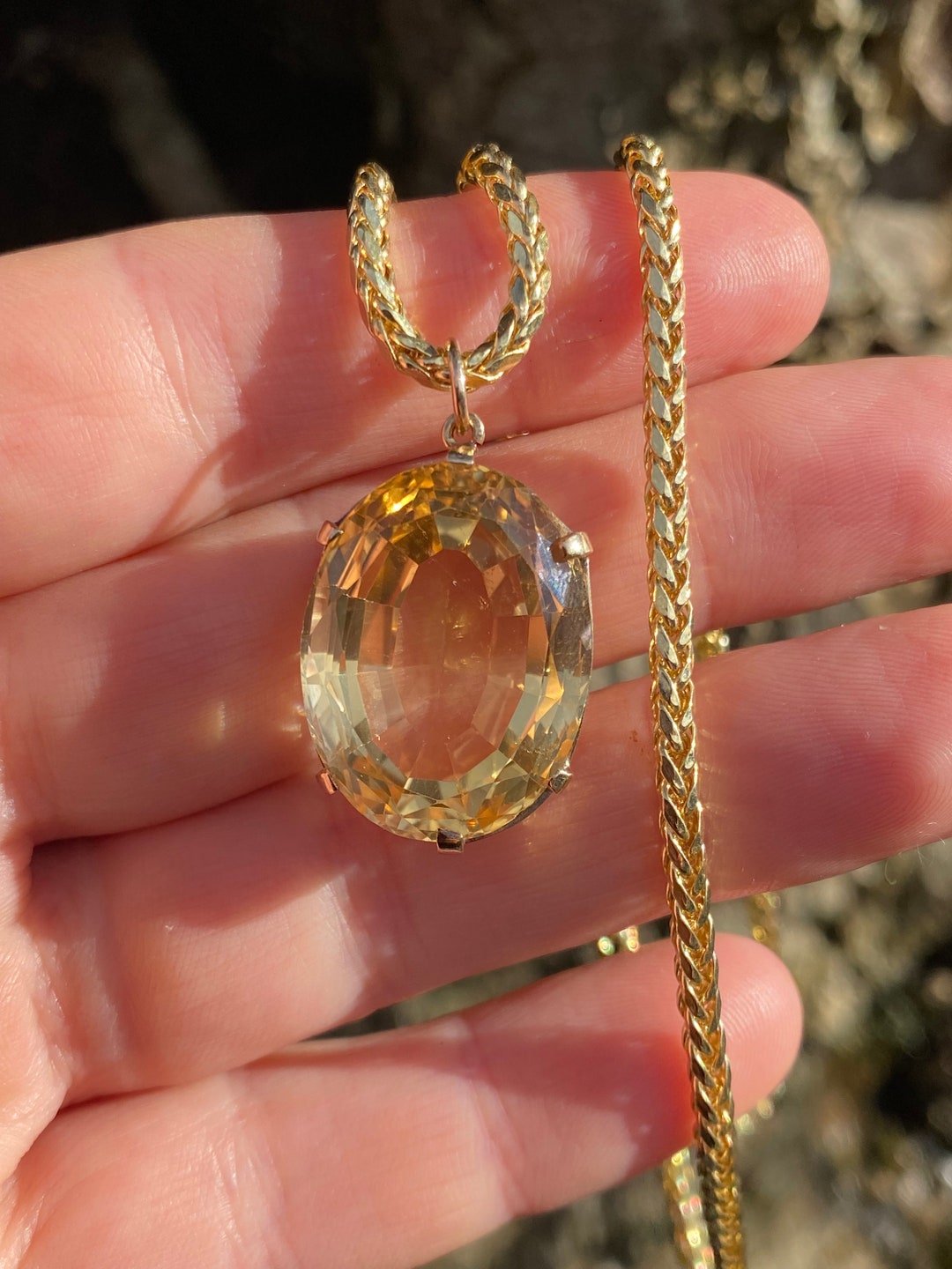 Antique / Vintage ~ 9ct Gold Large Citrine Pendant - Etsy