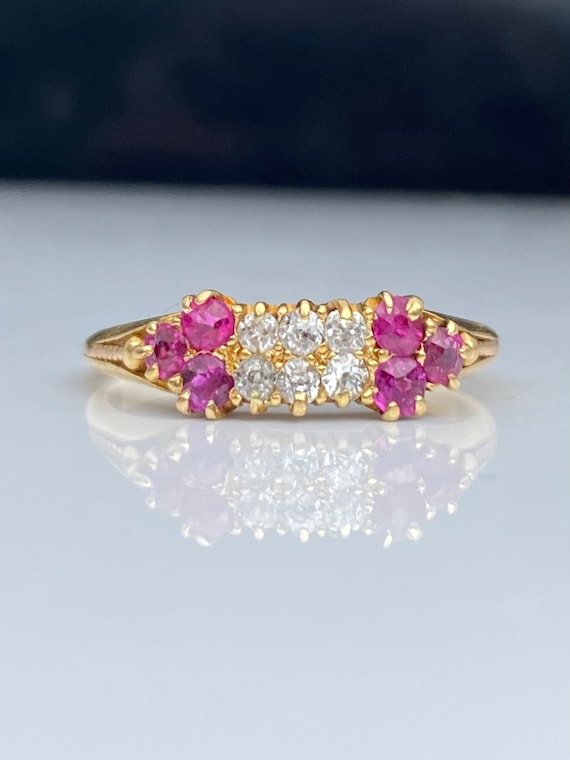 Antique Old Cut Diamond and Ruby Ring 18ct Gold Size UK - Etsy