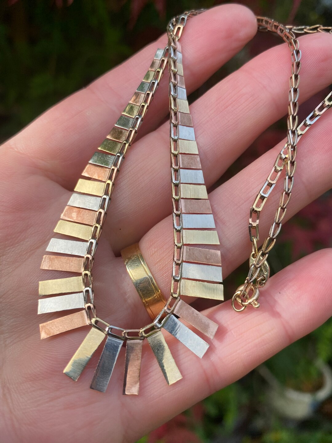 Vintage Tri Colour 9ct Gold Cleopatra Necklace - Etsy UK