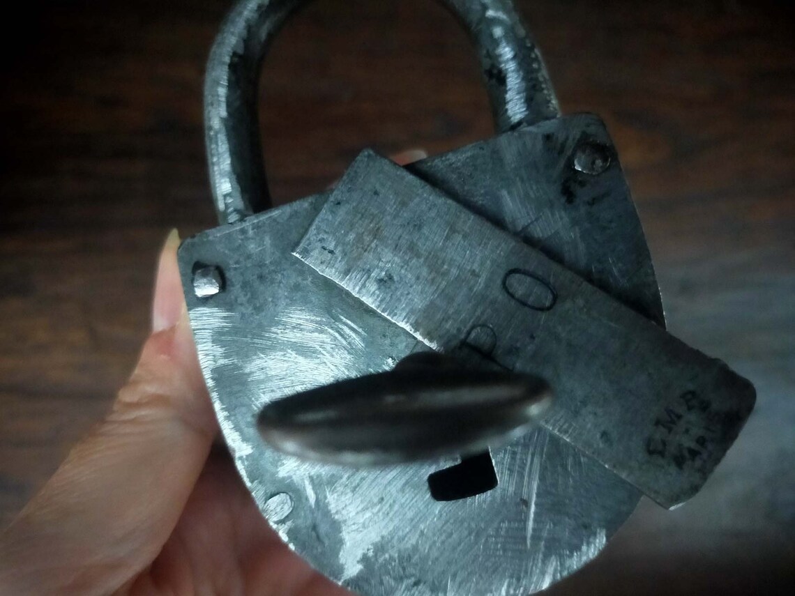Vintage Rustic French Padlock, Riveted Metal Padlock, With Its Original ...