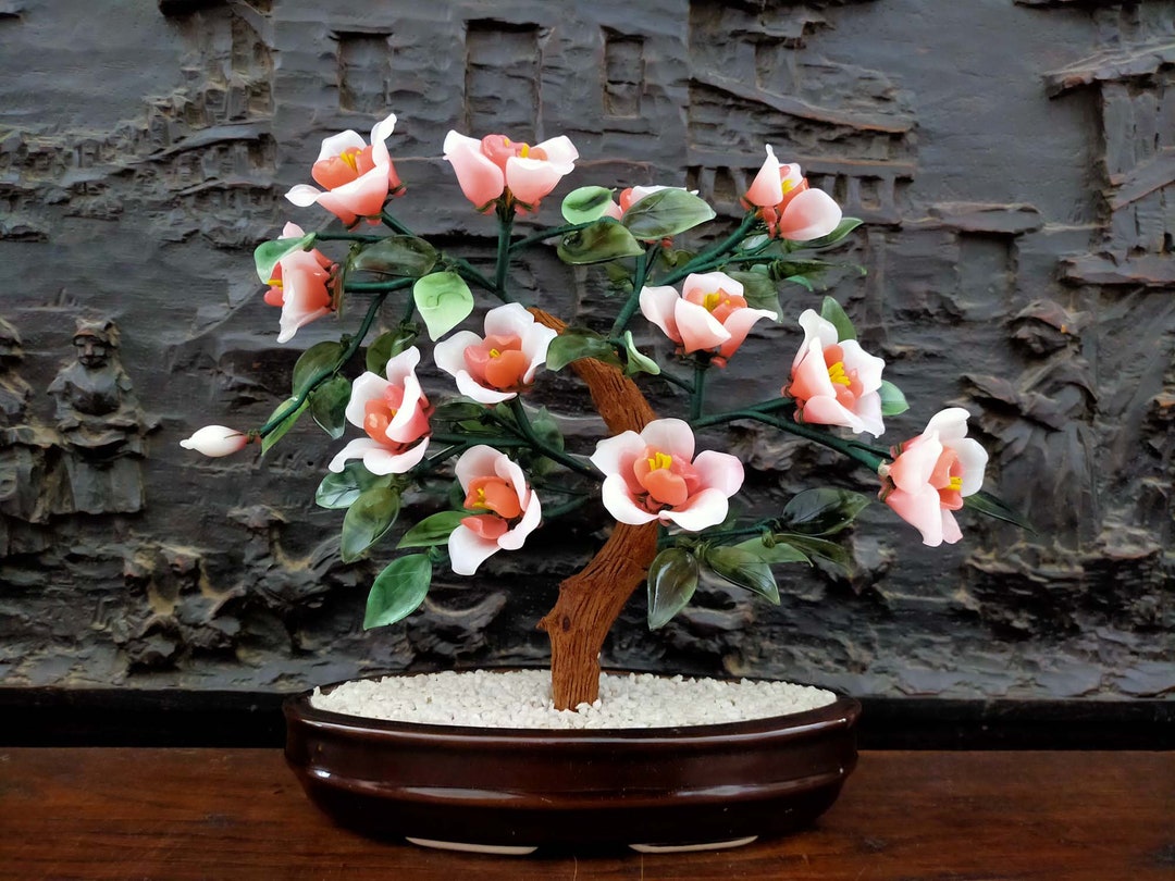 Vintage Glazed Glass Sculpted Miniature Tree,glazed Glass Artwork ...