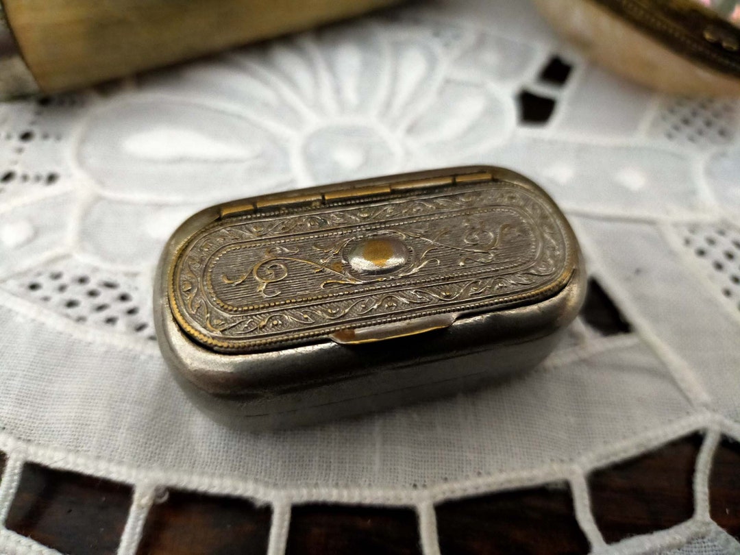 French LUX Pill Holder, Storage of Expensive Belongings, Silver-plated ...